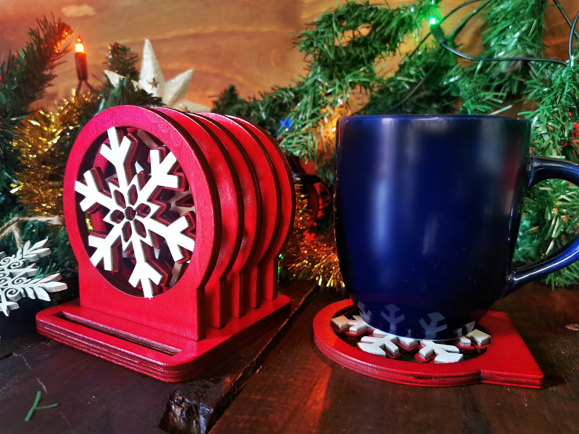 Snowflake Coaster SVG Set, Christmas Coaster SVG, Christmas Decoration ...