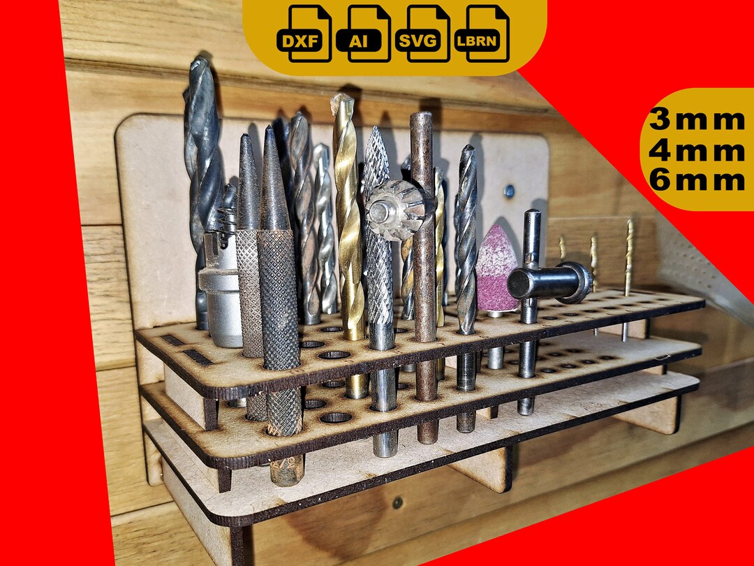 Drill Bit Holder Organizer Stand, Laser Cut / CNC File, Can Stand on ...