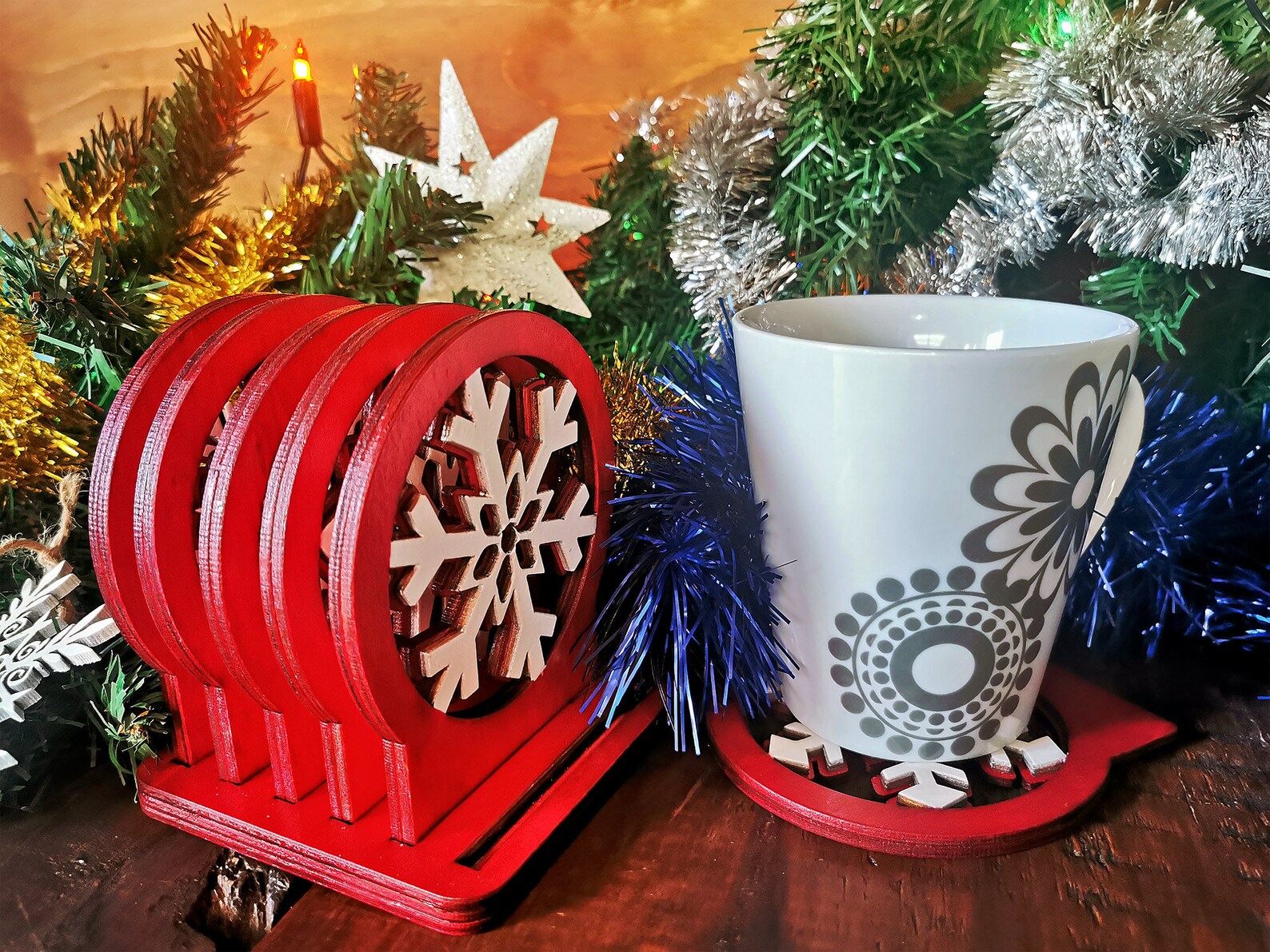 Snowflake Coaster SVG Set, Christmas Coaster SVG, Christmas Decoration ...