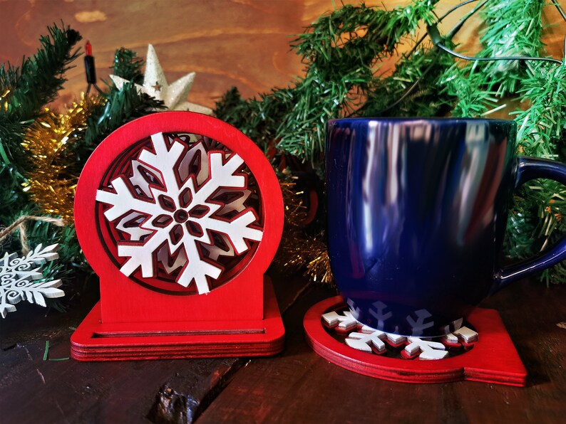 Snowflake Coaster SVG Set, Christmas Coaster SVG, Christmas Decoration ...