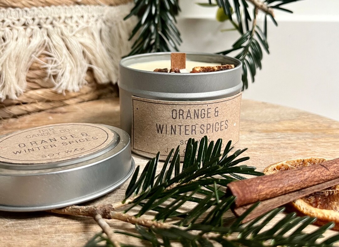 Luxury Christmas Tin Candle, Dried Orange, Cinnamon, Nutmeg, Clove ...