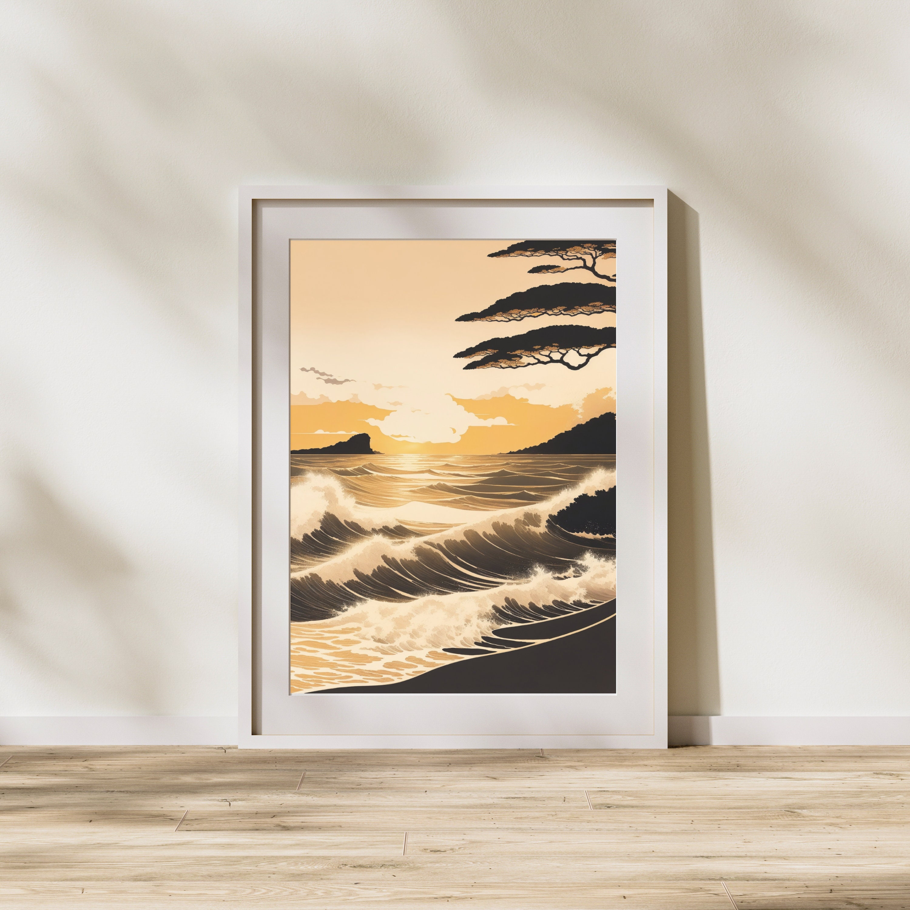 Shoreline Art Japanese Waves Printable Art Ukiyo-e - Etsy