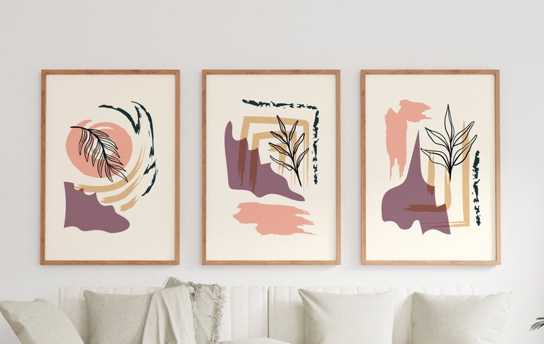 Abstract Botanical Line Art Print Set of 3 Instant Download, Blush ... Abstract Botanical Line Art Print Set of 3 Instant Download, Blush ...