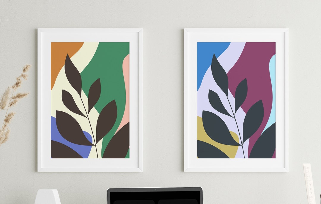 Modern Colorful Flower Print Set of 2 - Instant Download, Geometric ...