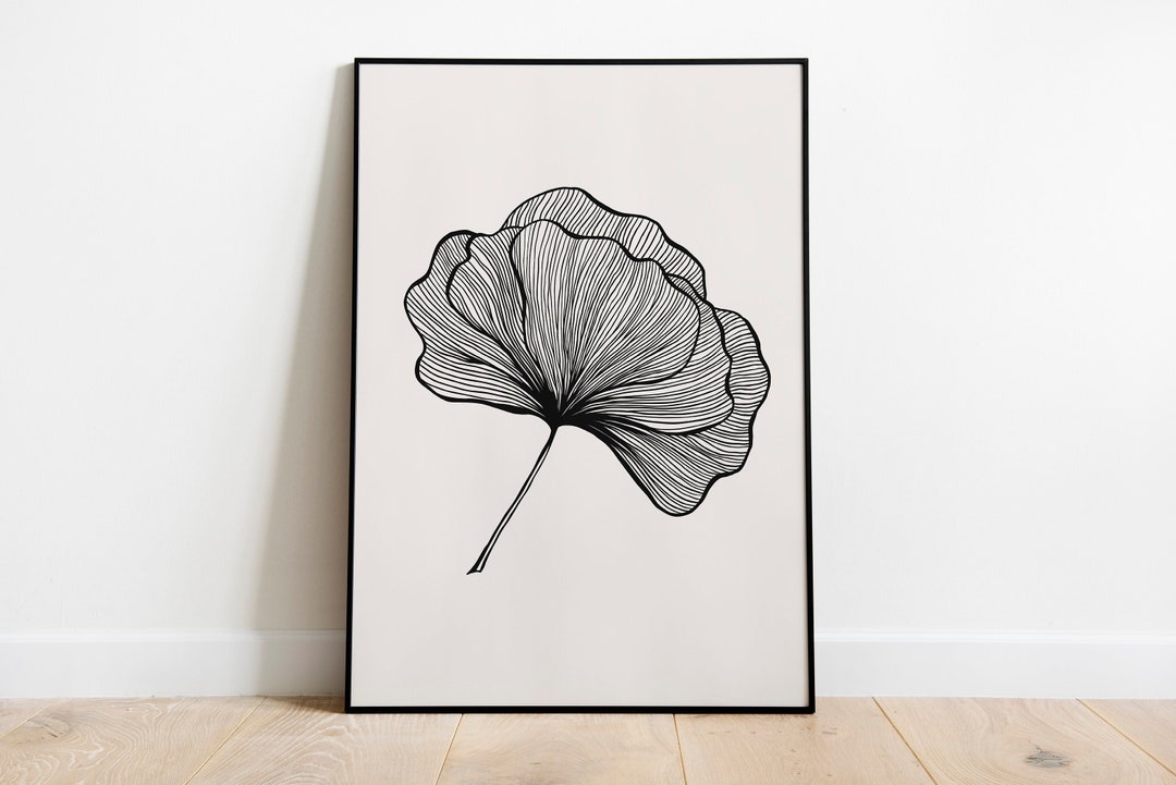 Ginkgo Leaf Print - Instant Download, Botanical Poster, Minimalist ...