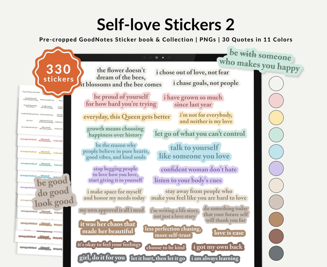 Self Love Quotes Stickers, Positive Quotes Stickers, Goodnotes Stickers ...