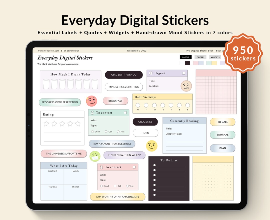 Everyday Digital Stickers Daily Planner Stickers Goodnotes - Etsy