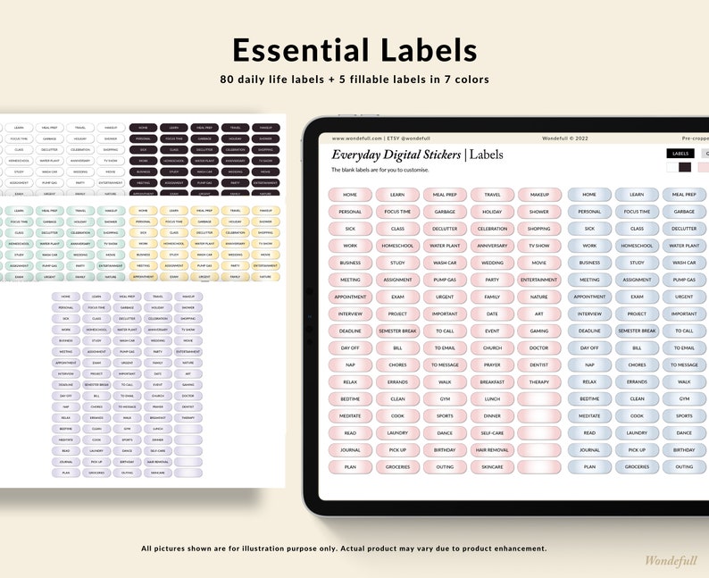 Everyday Digital Stickers Daily Planner Stickers Goodnotes - Etsy