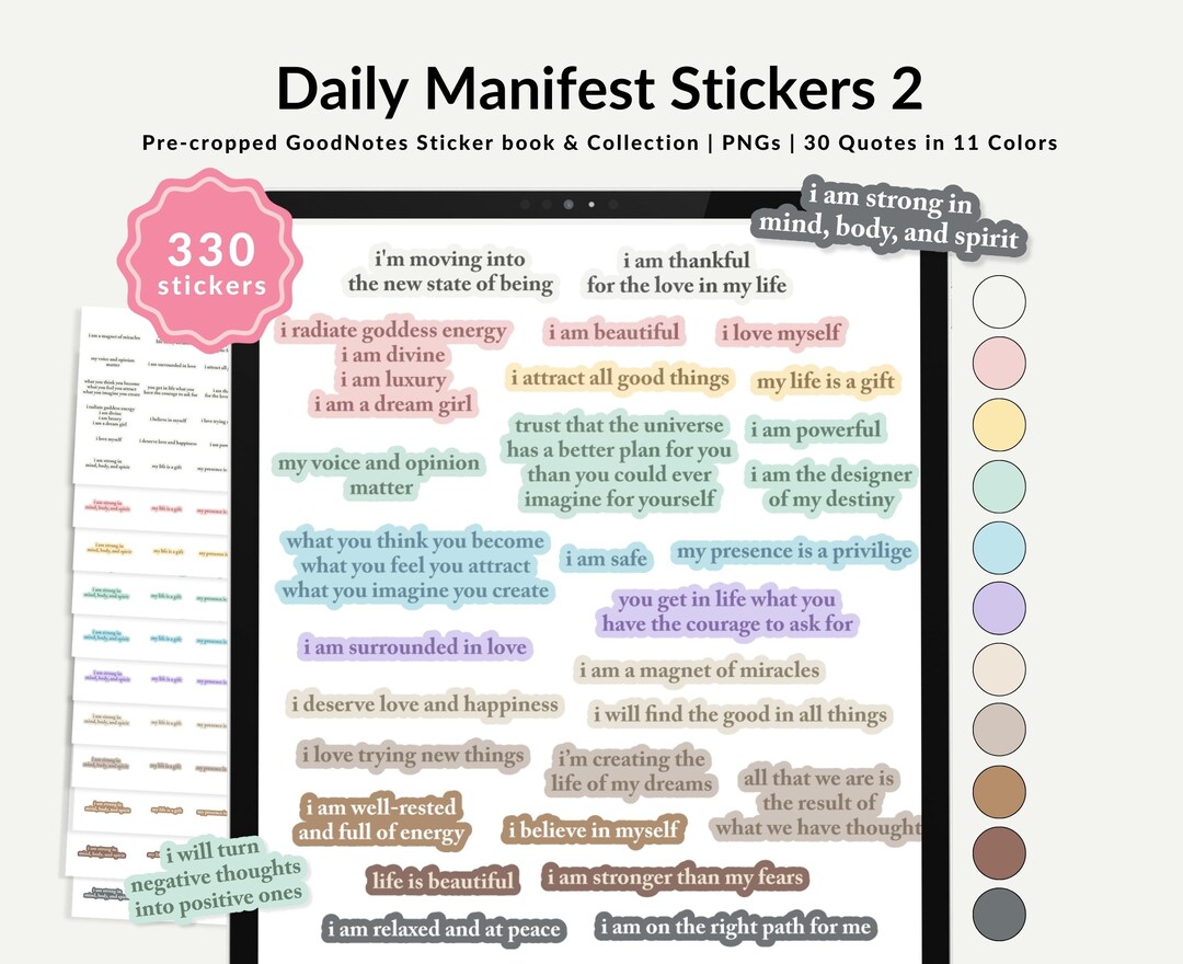 Manifestation Quotes Stickers, Positive Quotes Stickers, Vision Board ...