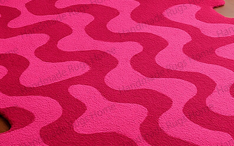 Hand-tufted Wool Rug: Groovy Pink Abstract Waves Carpet - Etsy