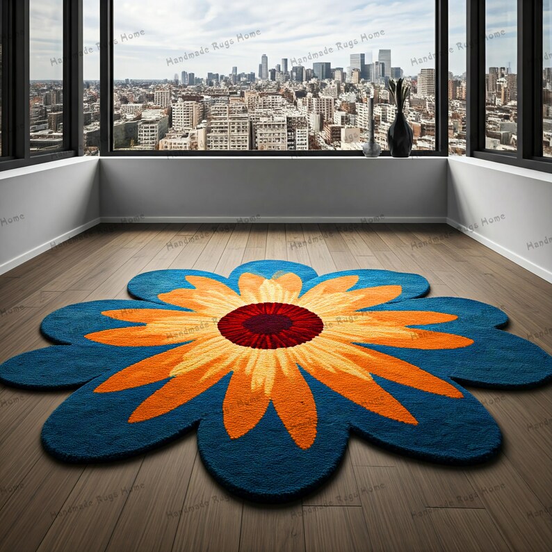 Hand-tufted Wool Flower Rug: Modern Colorful Floor Decor - Etsy