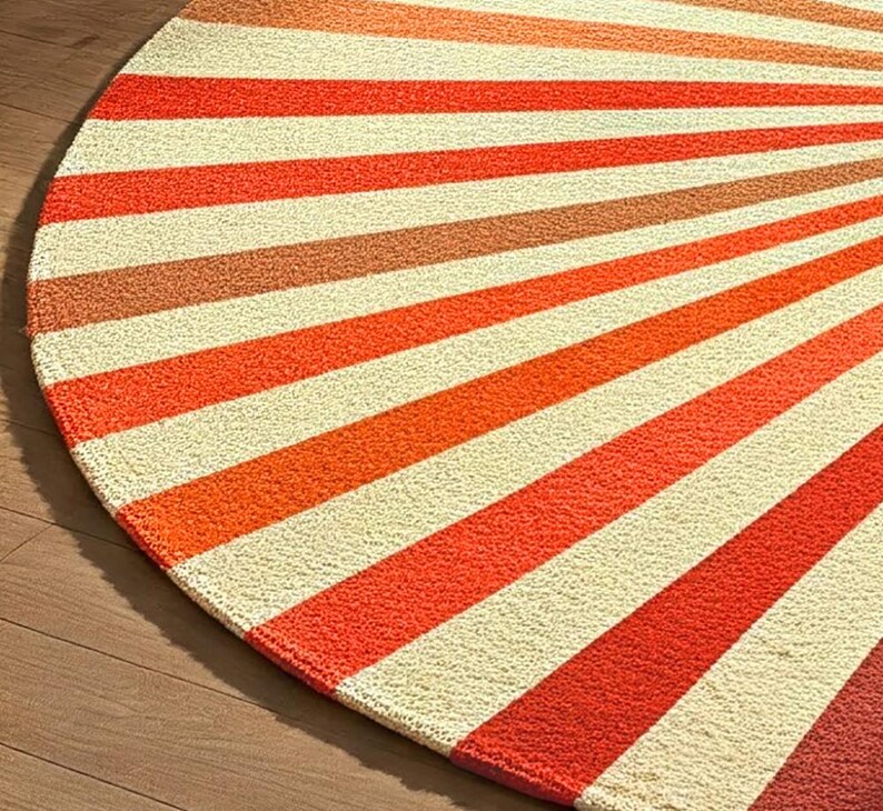 Hand-tufted Wool Round Rug: Vibrant Sunburst Design - Etsy