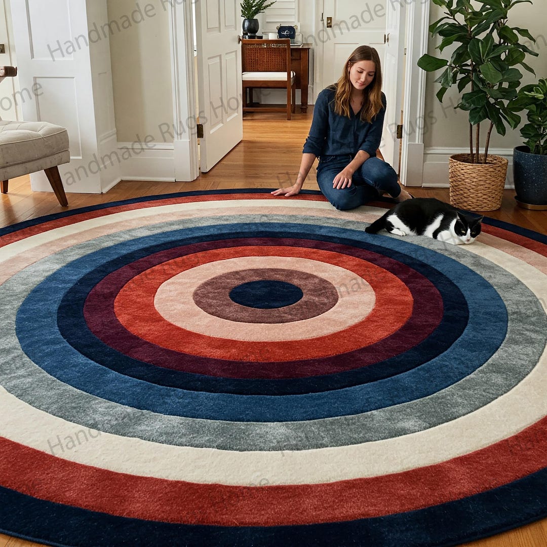 Hand-tufted Wool Round Rug: Modern Concentric Circle Design - Etsy