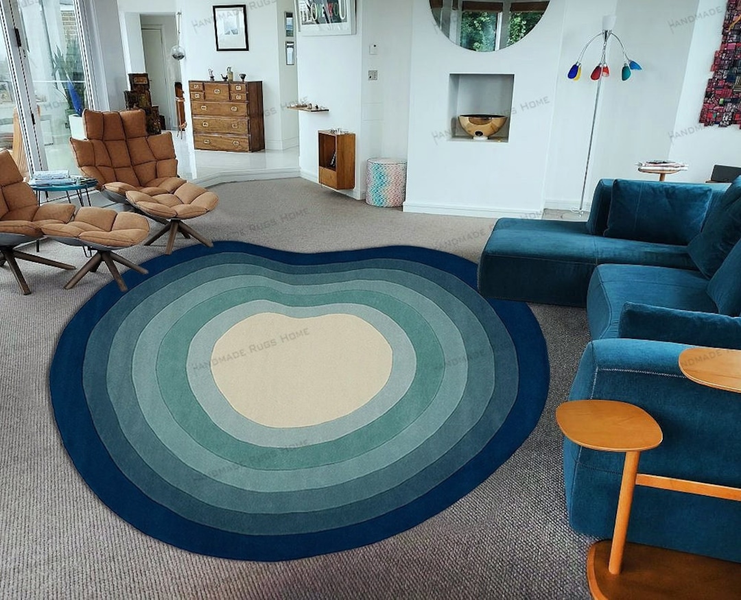 Handcrafted Oval Kidney Shaped Hand Tufted Rug,unique Home Decor 100% ...