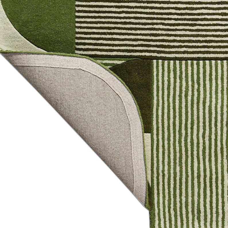 Handmade High-density Tufted Wool Rug: Green & White Floral Design for ...