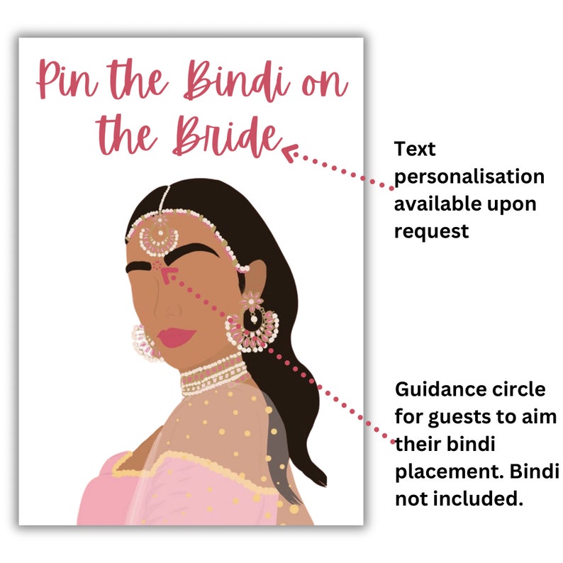 Pink Faceless Bride | Bridal Shower Game | Pin the Bindi on the Bride ...