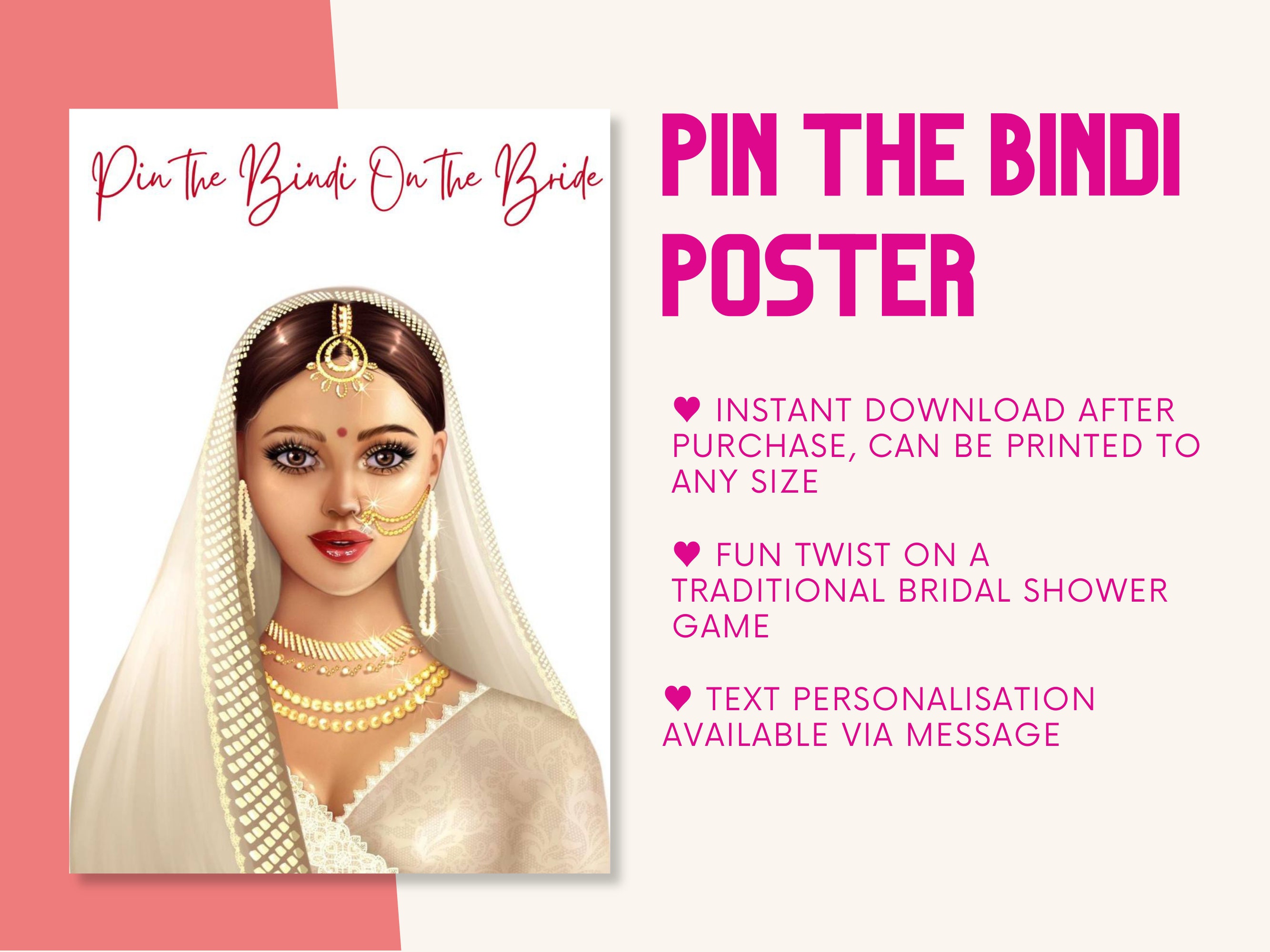 Bridal Shower Game Pin the Bindi on the Bride premium Design Digital ...