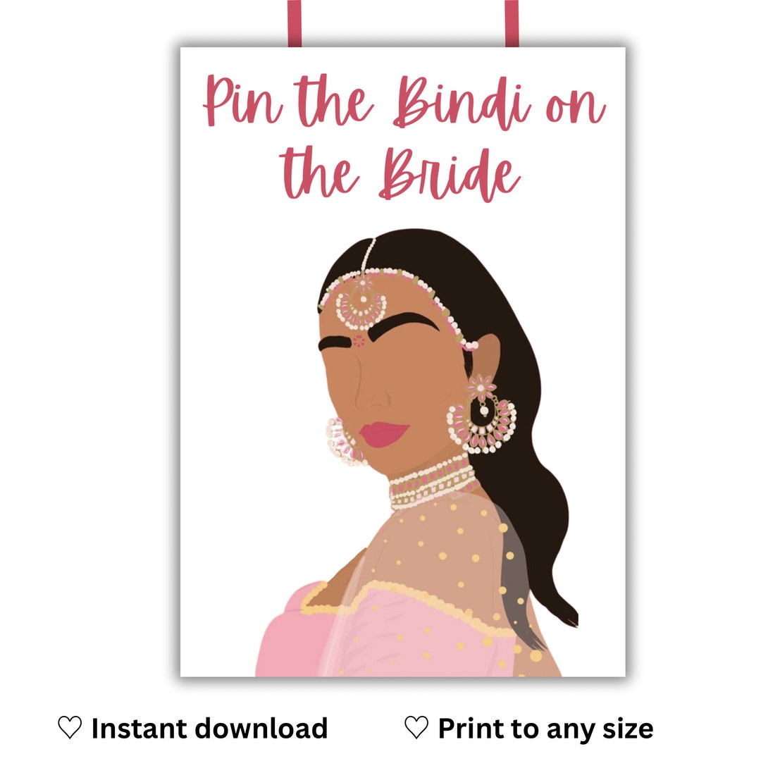 Pink Faceless Bride Bridal Shower Game Pin the Bindi on the Bride ...