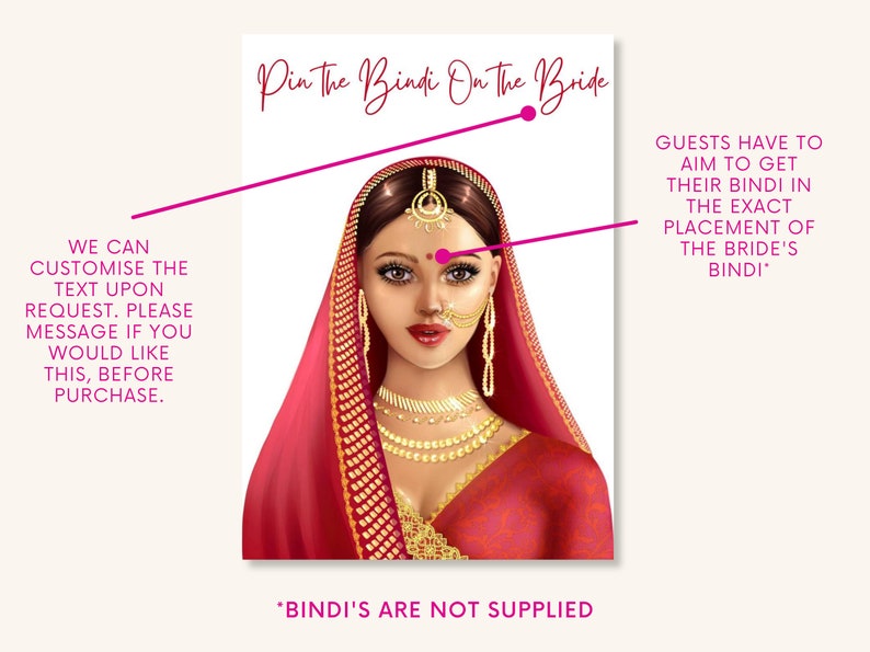 Bridal Shower Game Pin the Bindi on the Bride premium Design Digital ...