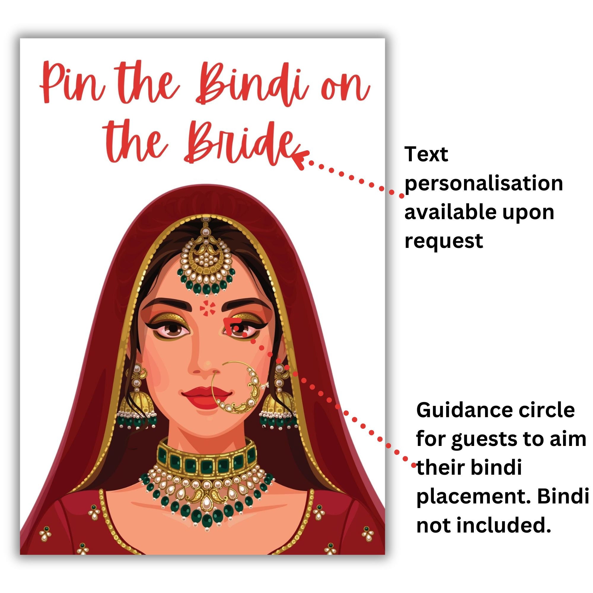 Punjabi Bridal Shower Pin the Bindi on the Bride Poster, Indian Wedding ...