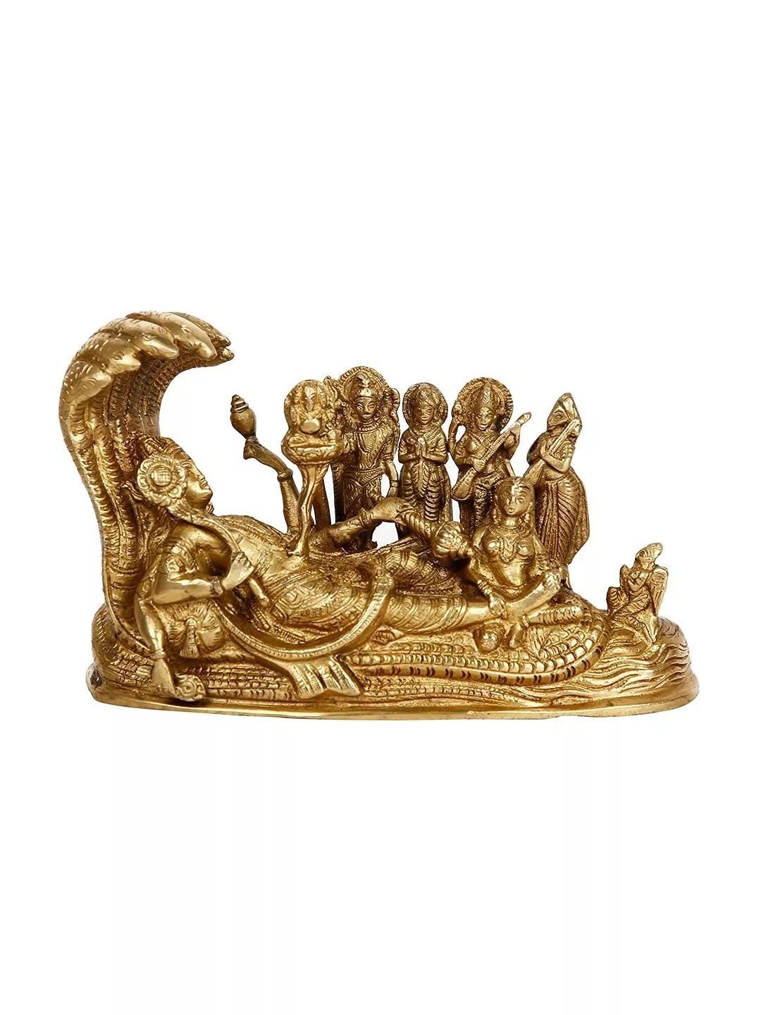 Embroidery Point Vishnu Parivar Idol Brass Showpiece Statue Murti for ...