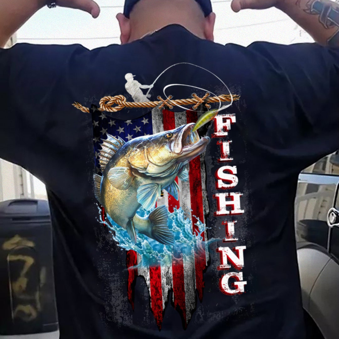Walleye Fishing Flag Vintage T-shirt Fishing American Vintage - Etsy
