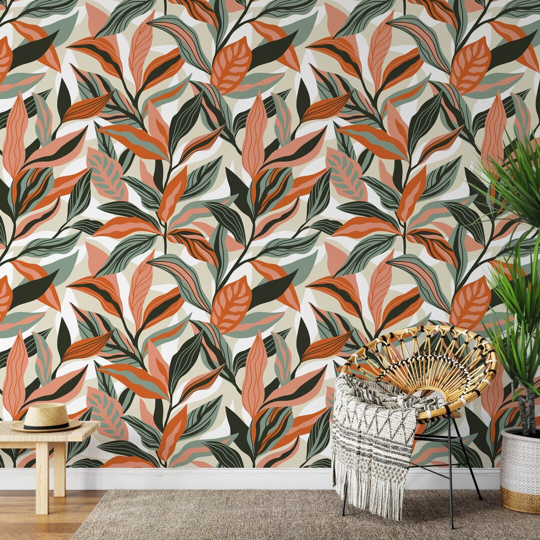 Removable Floral Wallpaper, Mural Floral Wallpaper, Botanical Custom ...