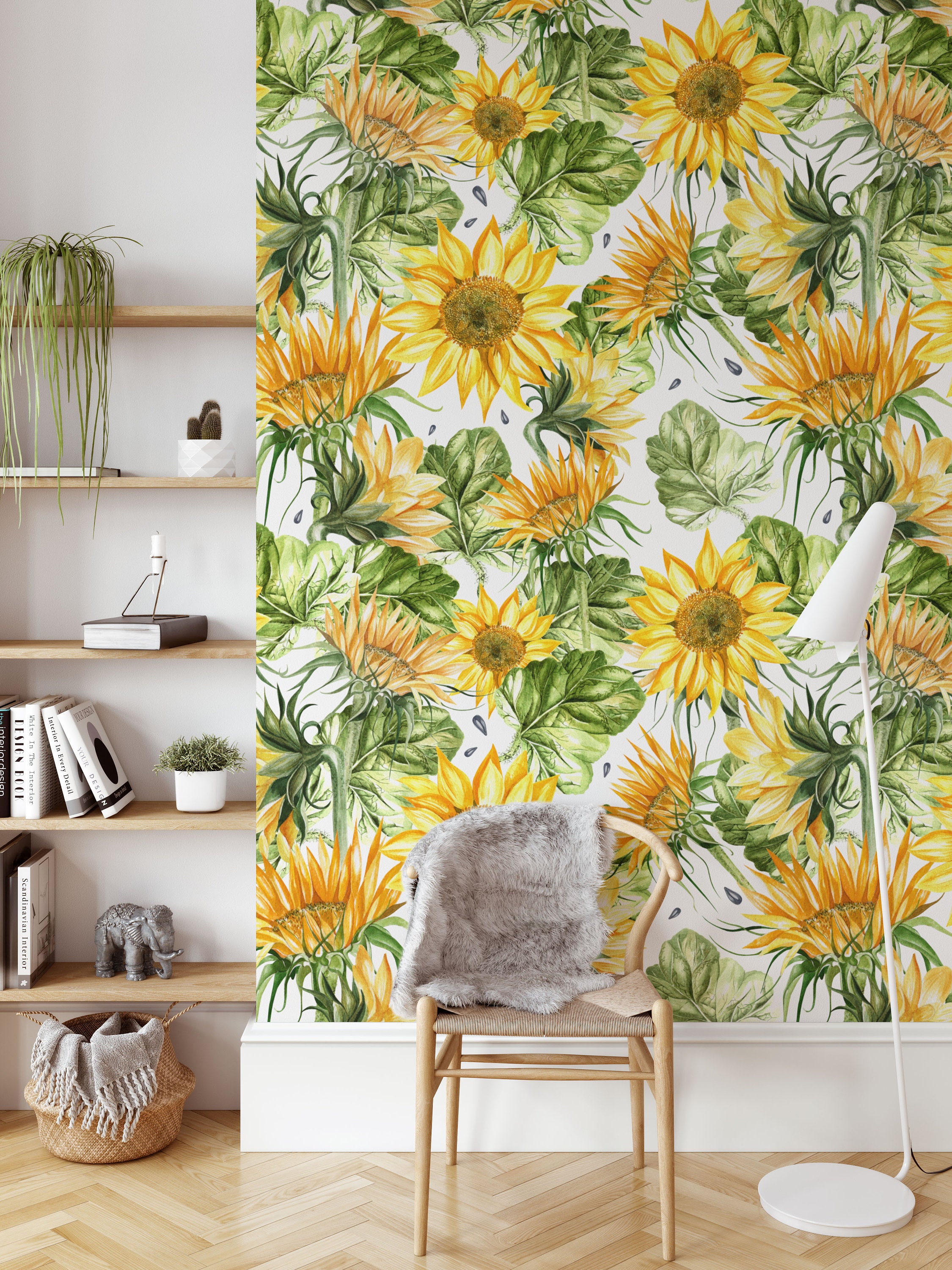 Removable Floral Wallpaper, Tropical Floral Wallpaper, Sunflower ...