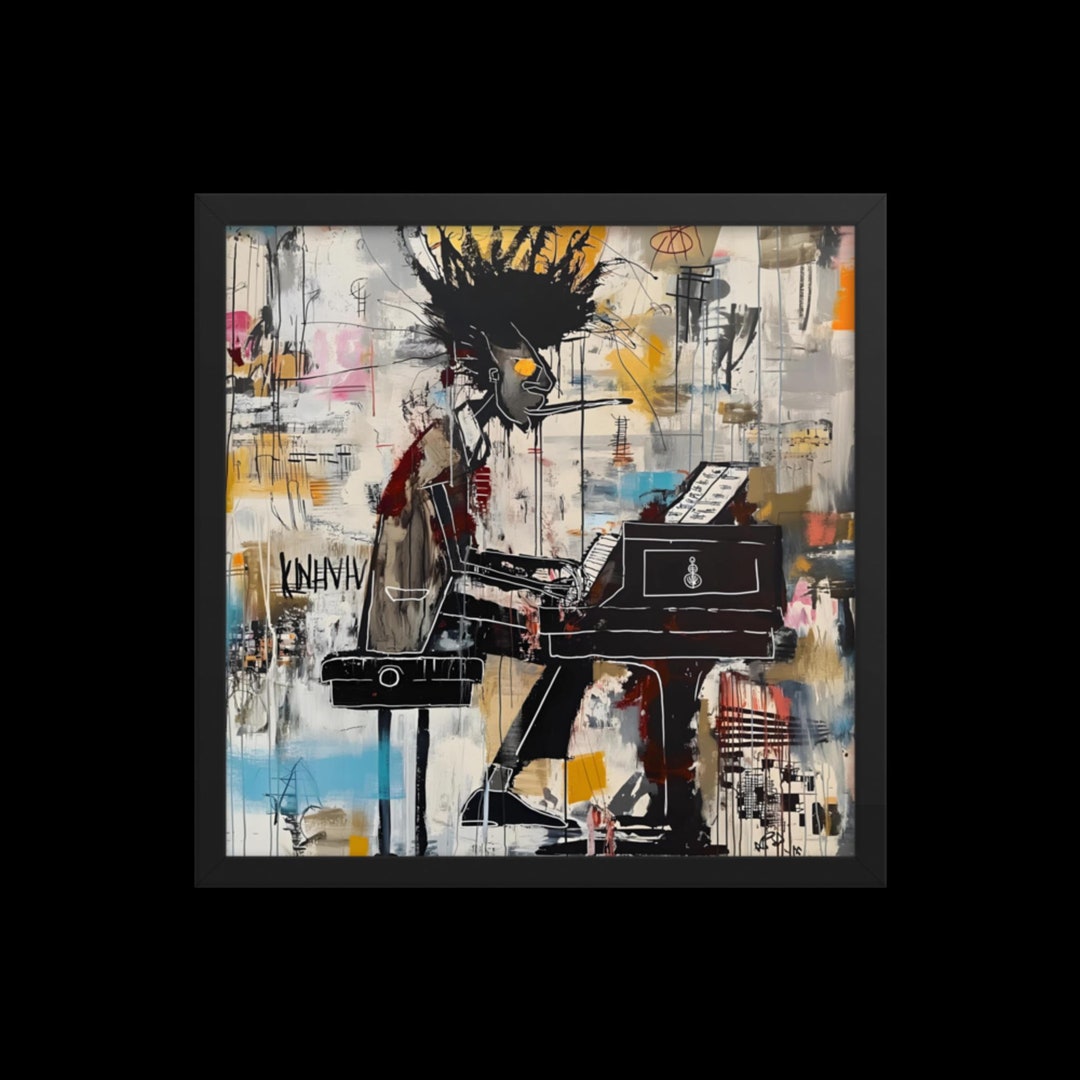 Piano Player Jean Michel Basquiat Jazz Wall Art Printed Framed Premium ...