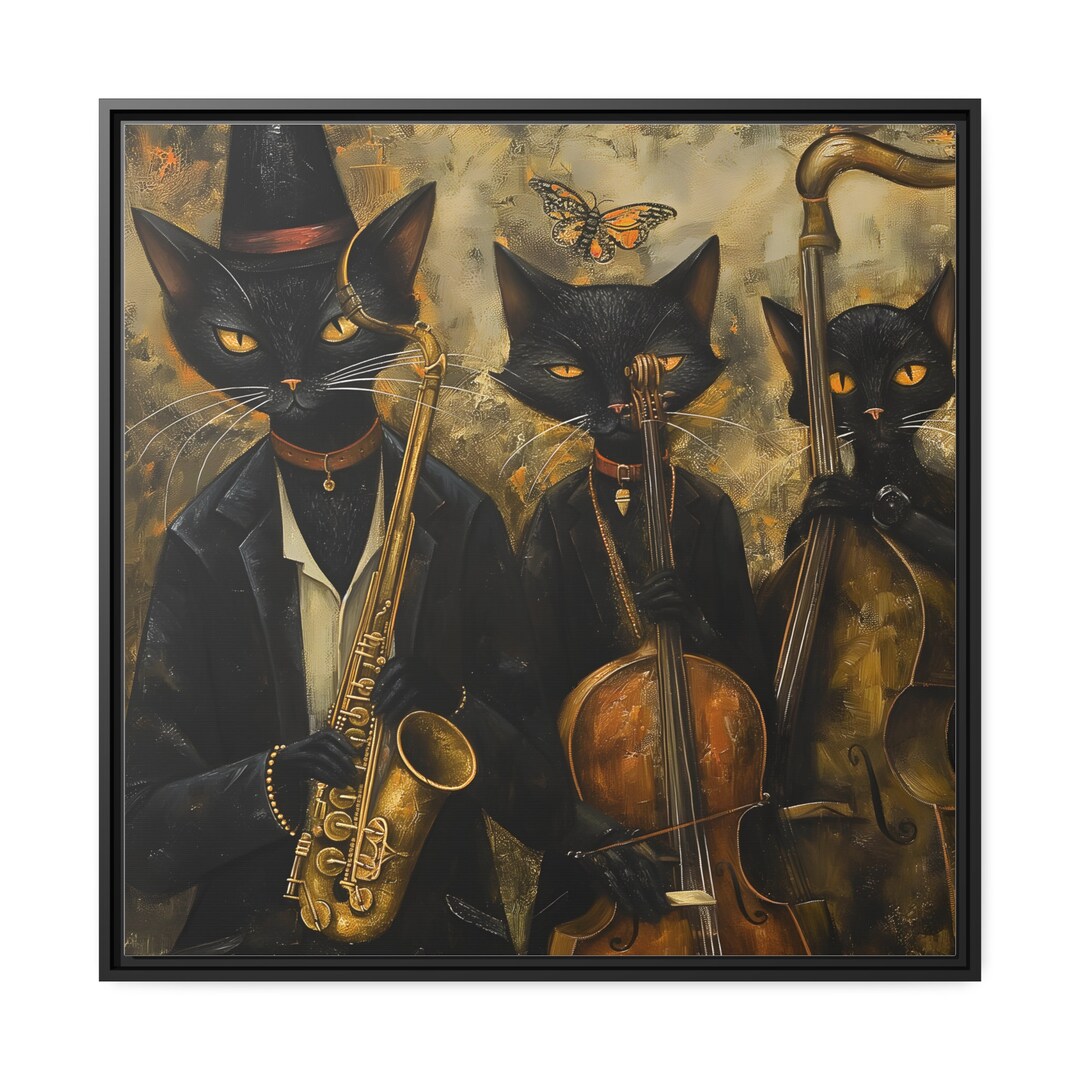 Black Jean Michel Basquiat Jazz Cat Portrait Poster - Abstract ...