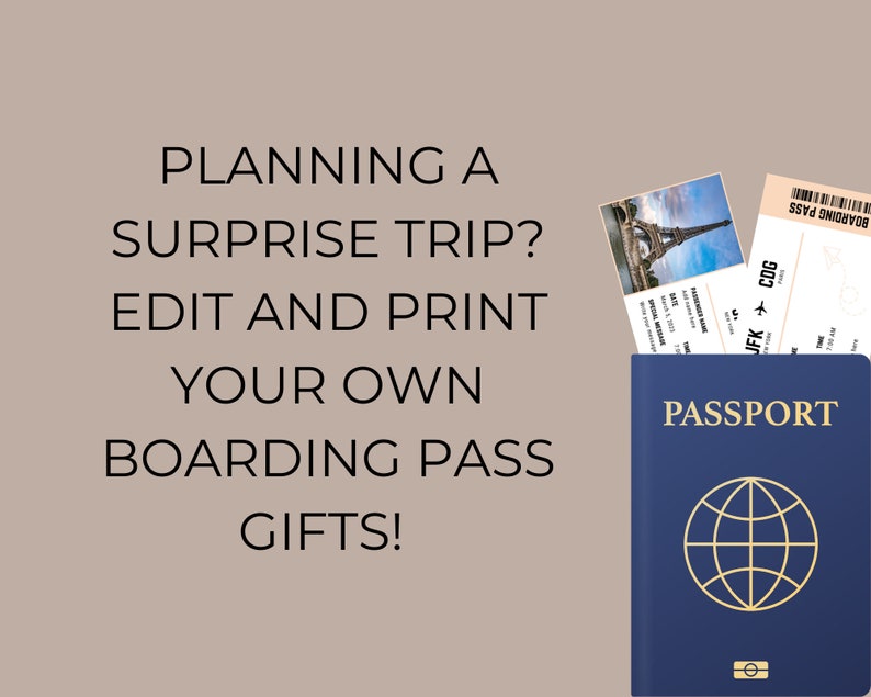 Editable Boarding Passes, Digital Boarding Passes, Printable Boarding ...