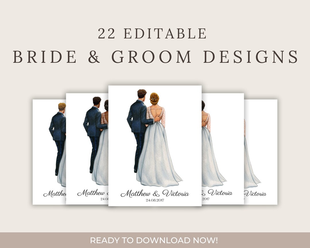 Editable Bride and Groom Designs, Editable Canva Templates, Wholesale ...