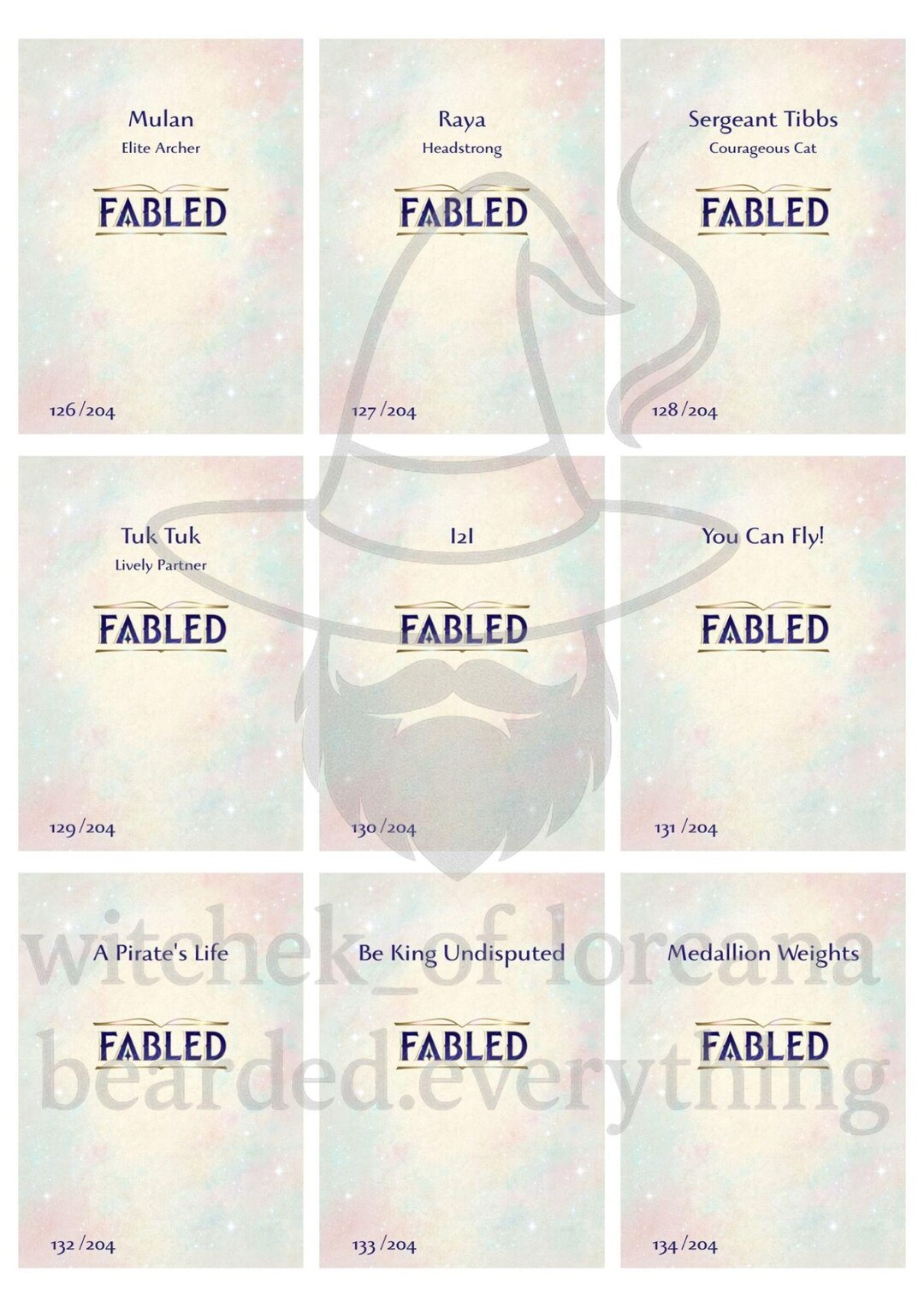 Lorcana Fabled Master Set Binder Placeholders: TCG Card Organizer ...