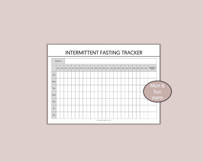 Intermittent Fasting Tracker Printable Health Tracker Weekly - Etsy