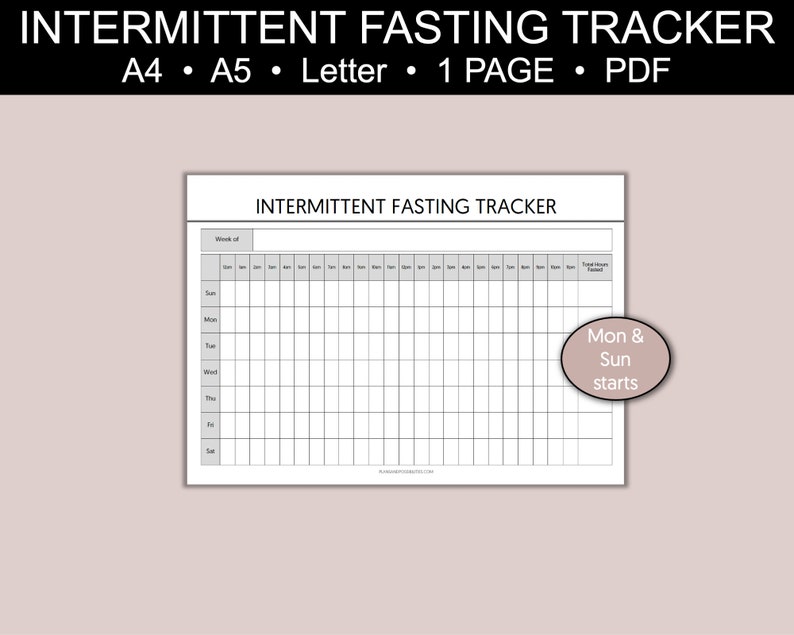 Intermittent Fasting Tracker Printable Health Tracker Weekly - Etsy