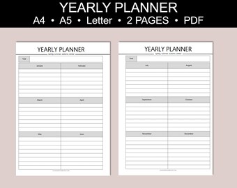 Printable Year View Calendar - Etsy
