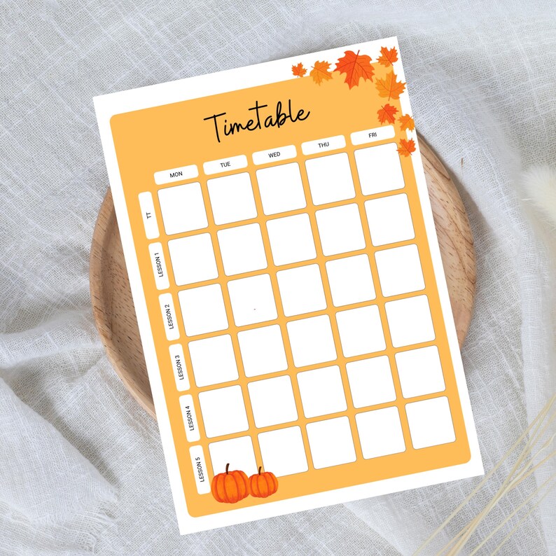 Instant Download Lesson Timetable for School Student/teacher/teaching ...