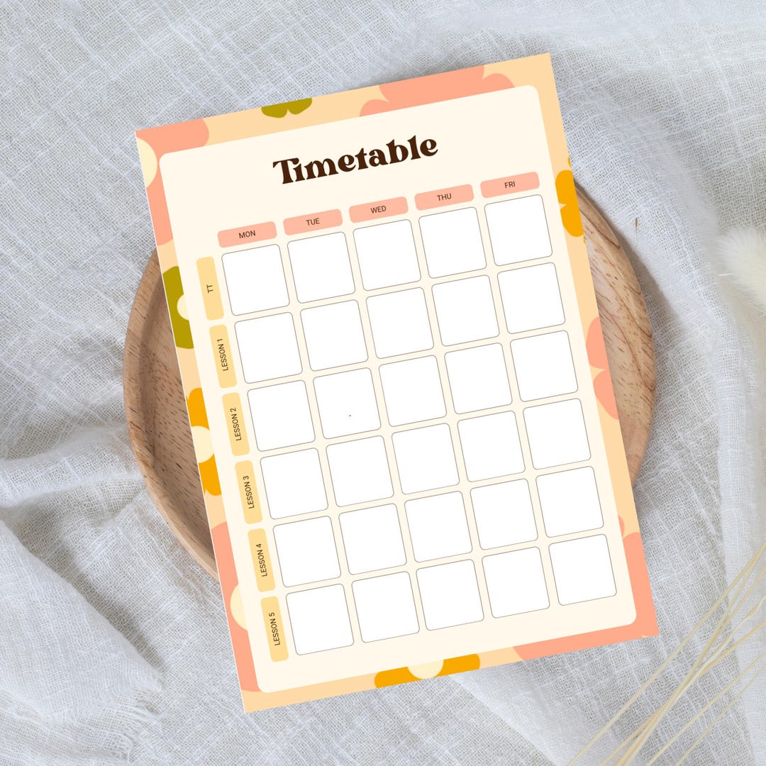 Instant Download Lesson Timetable for School Student/teacher/teaching ...