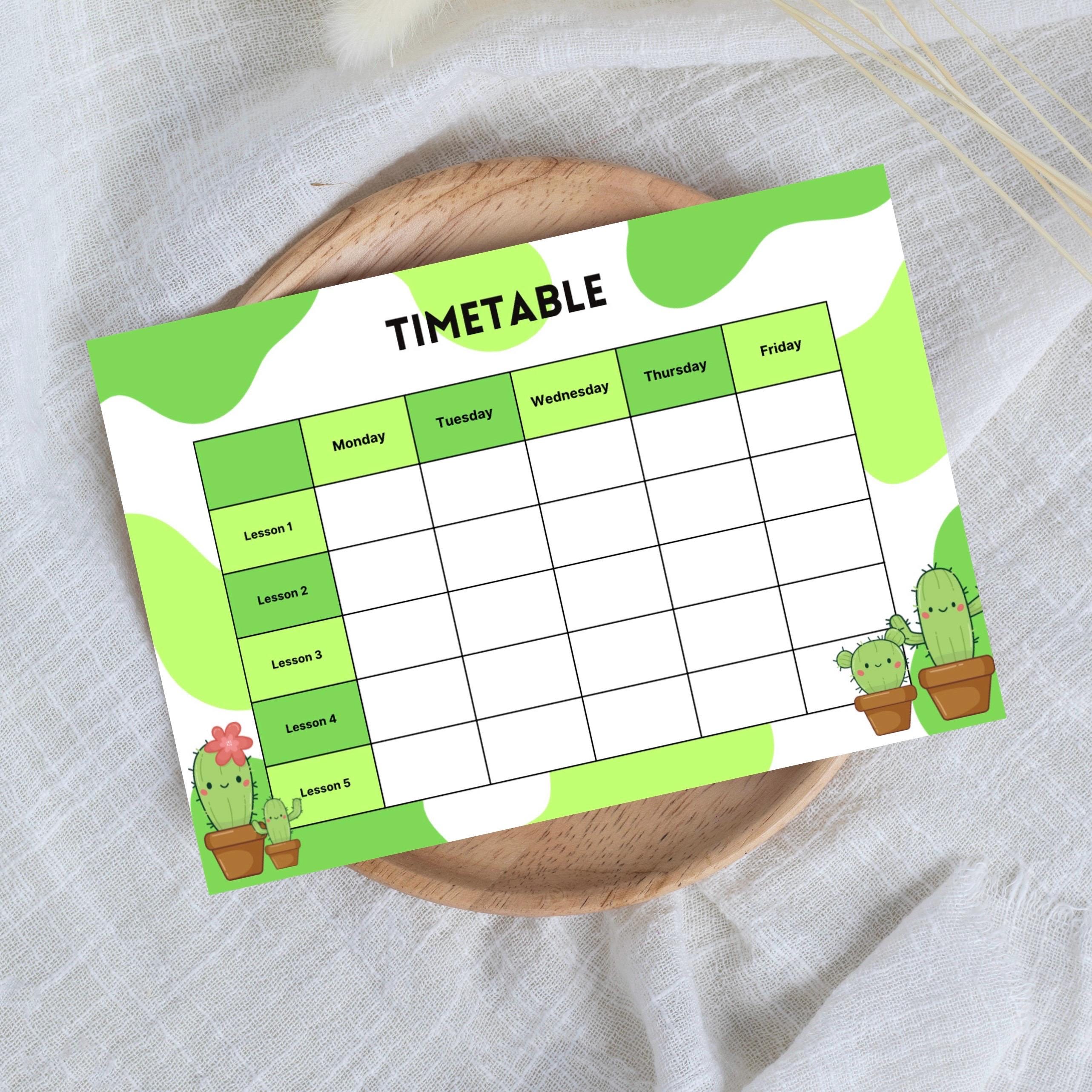 Instant Download Lesson Timetable for School Student/teacher/teaching ...