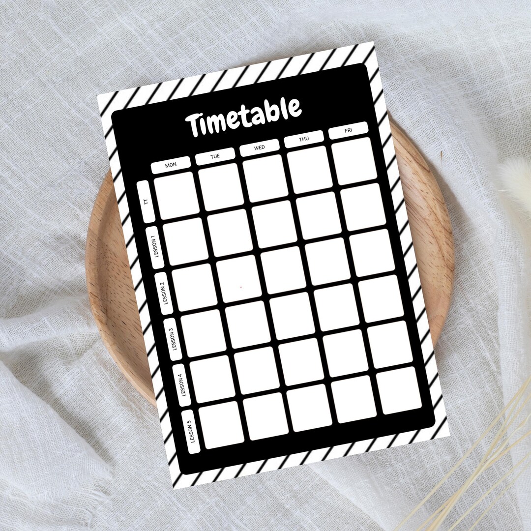 Instant Download Lesson Timetable for School Student/teacher/teaching ...