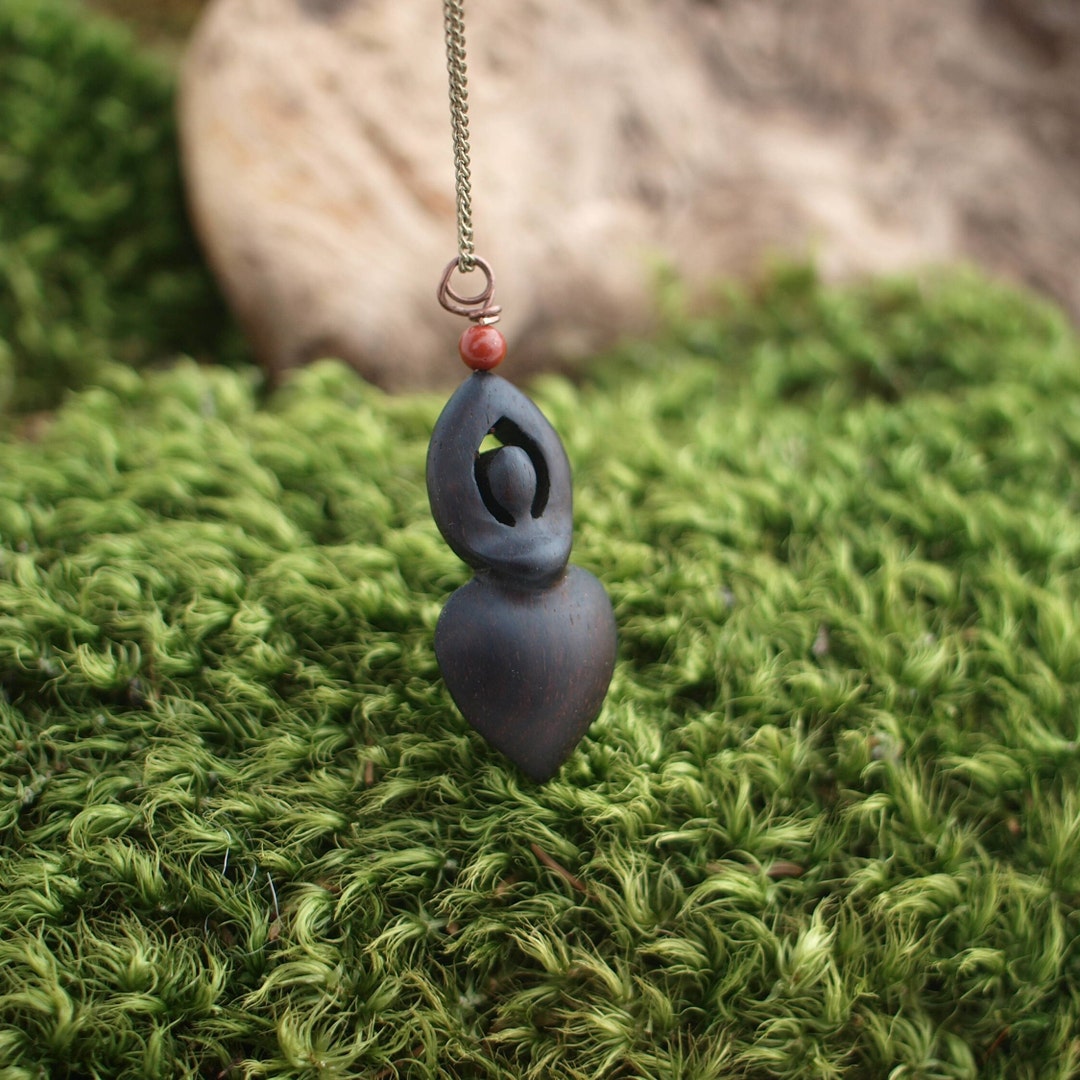 Customizable Ebony Wood Goddess Pendant Necklace for Women - Etsy