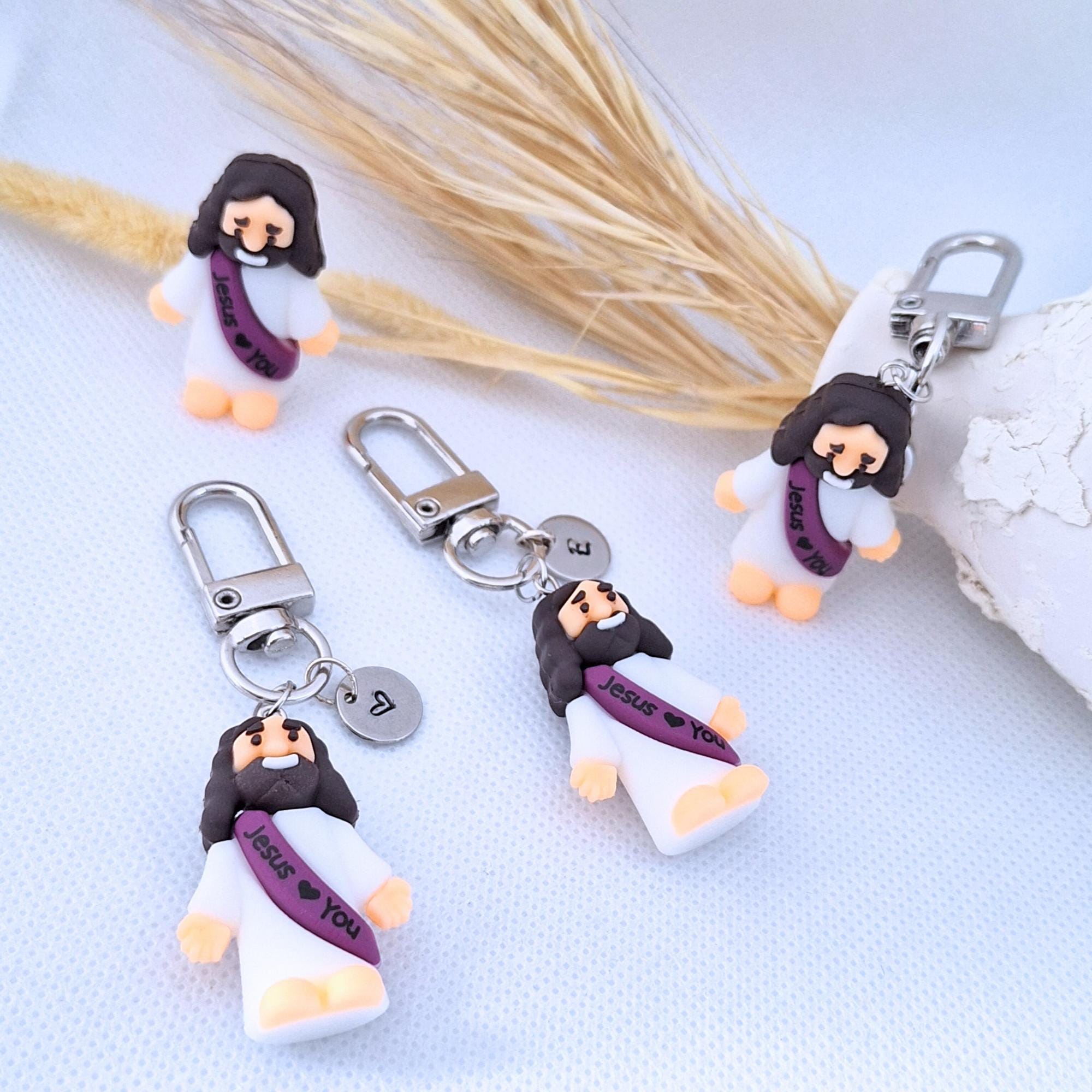 Personalized Jesus Initial Keychain: Purple Silicone Christian Keychain ...
