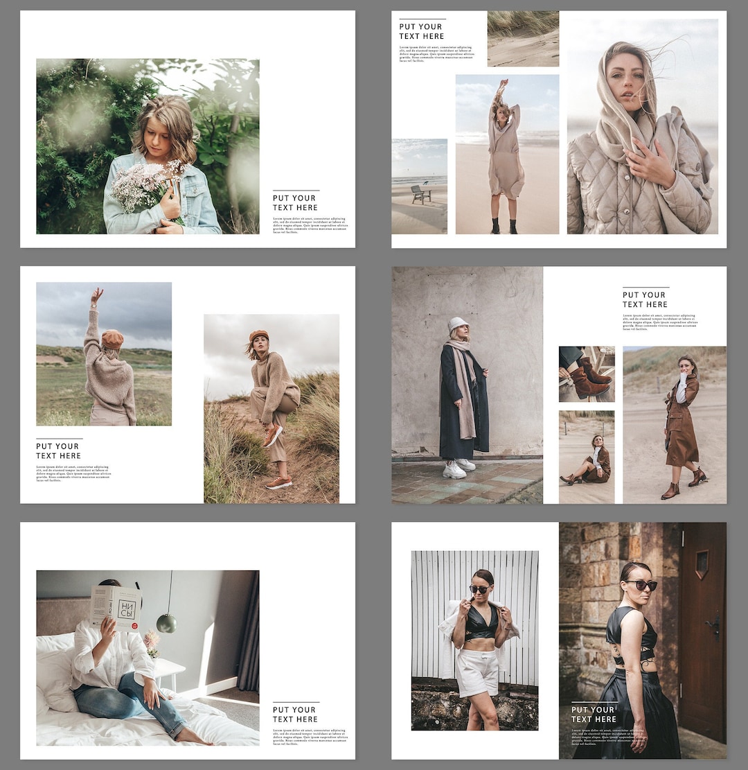 Portfolio Fashion Photography Lookbook Photobook Photoshop Template, A4 ...