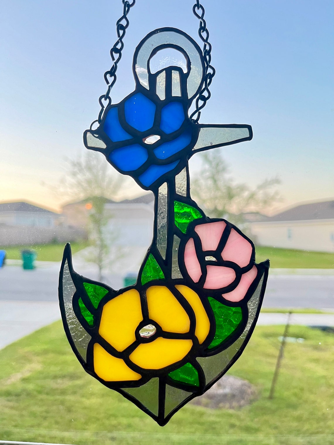 Nautical Anchor Stained Glass Suncatcher Coastal Home Decor, Ocean ...