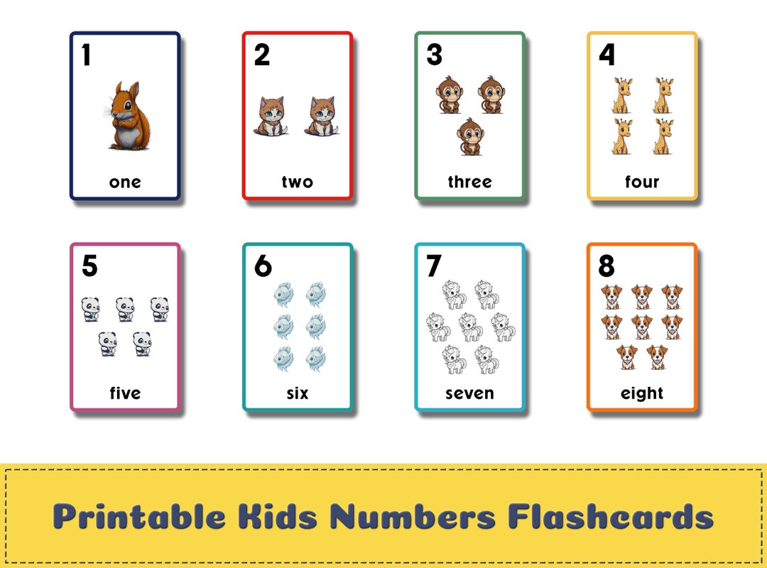 Printable Kids Numbers Flashcards 1-10 Numbers Flashcards - Etsy