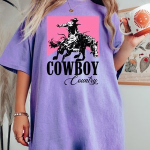 Comfort Colors Western Cowboy Country Shirt, Pink Rodeo Shirt, Western ...
