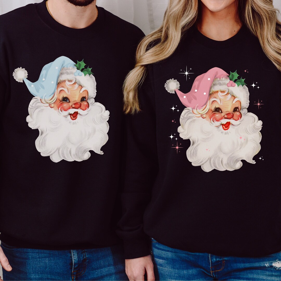 Blue Santa Sweatshirt, Couples Matching Classic Christmas Santa ...