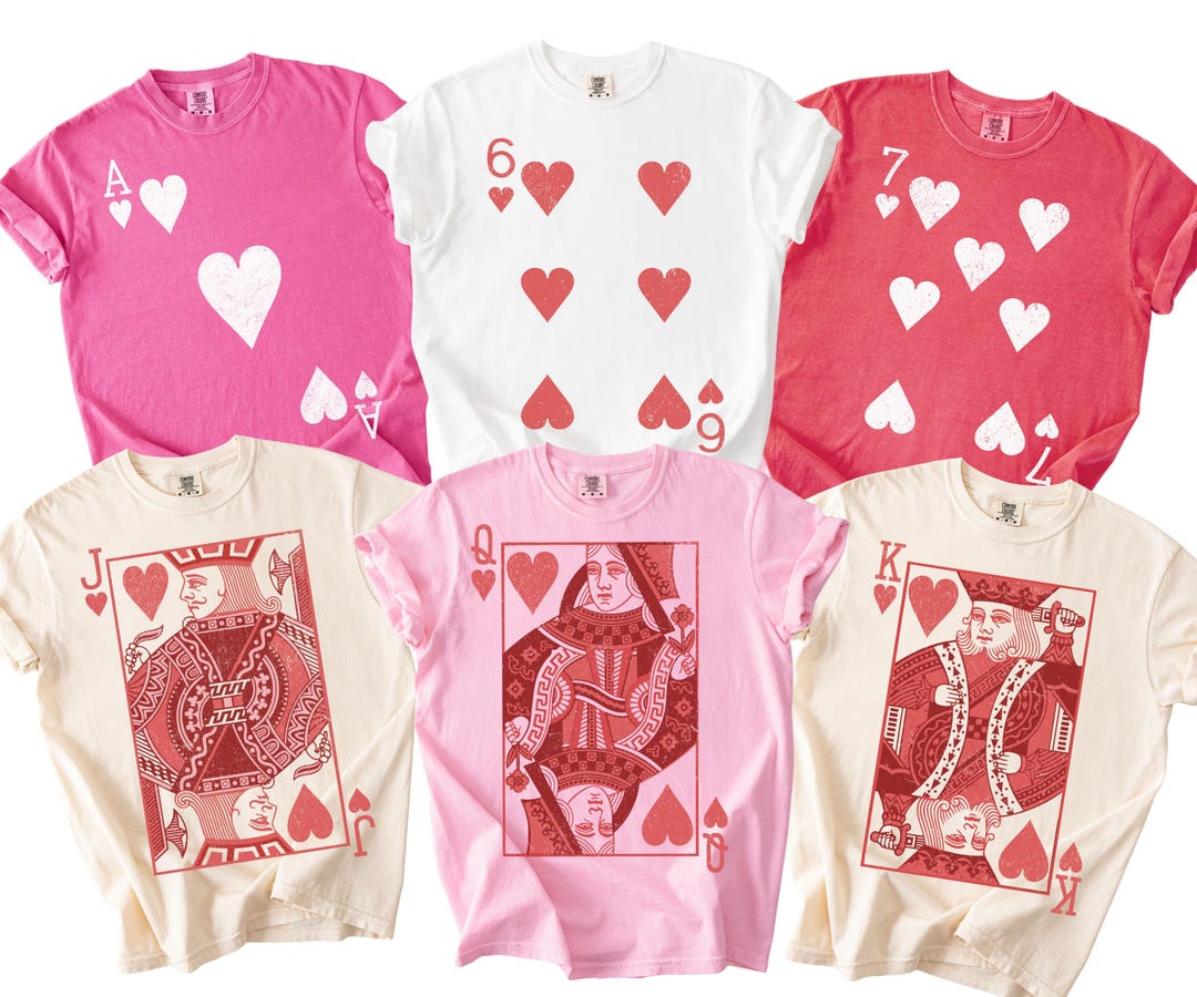 Matching Hearts Playing Card Shirt, Valentines Day Family Tee, Comfort ...