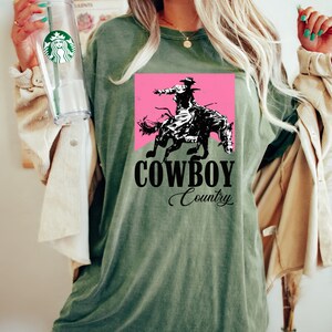 Comfort Colors Western Cowboy Country Shirt, Pink Rodeo Shirt, Western ...