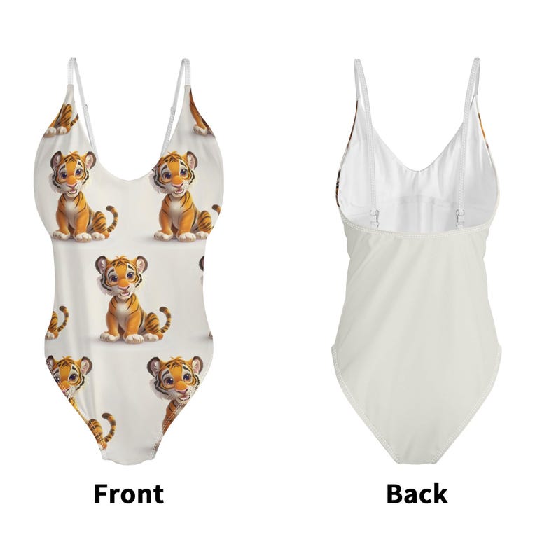 Tiger Print One-piece Low Back Swimsuit Bathing Suit. - Etsy